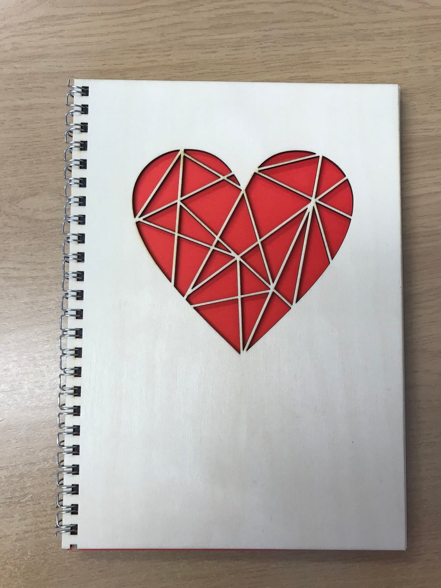 Geometric heart A5 notebook - Folksy