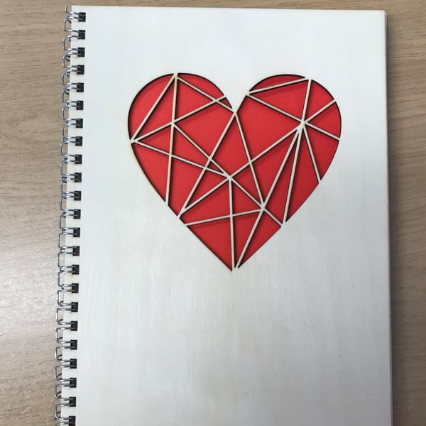 Geometric heart A5 notebook - Folksy