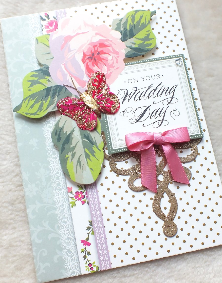 Luxury Handmade Vintage Wedding Card - Folksy