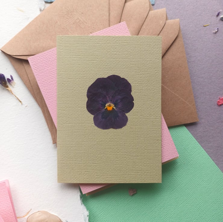 Real Pressed Viola Flower Greeting Card. Congra... - Folksy