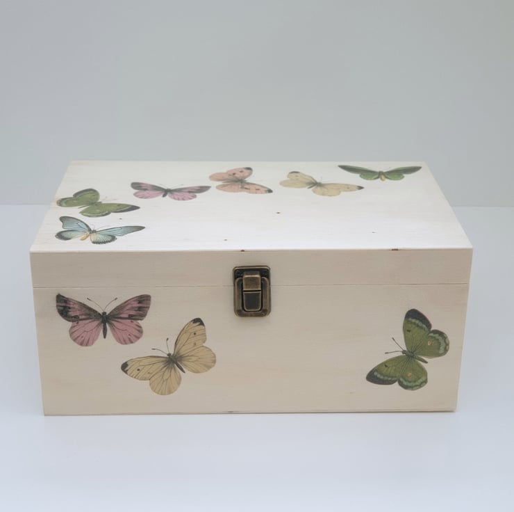 Large decorated Wooden memory keepsake box with... - Folksy