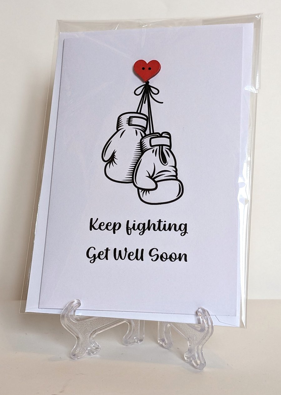 Get Well Soon Keep fighting red heart button gr... - Folksy