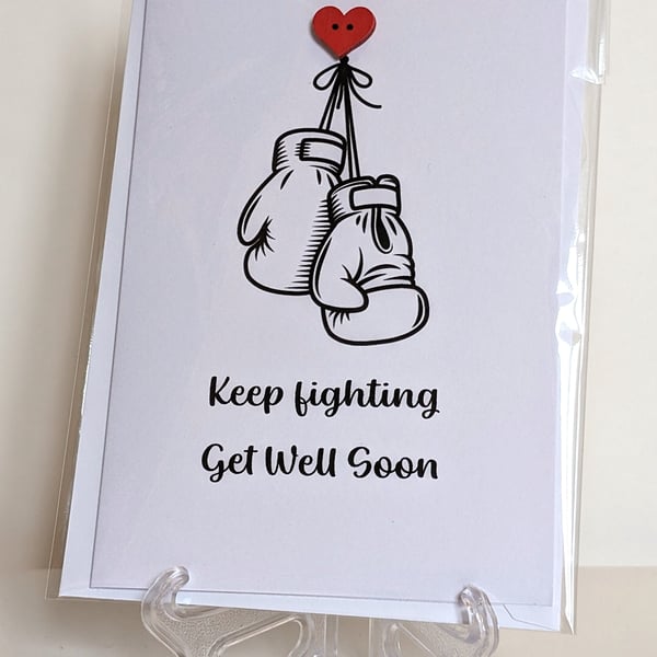 Get Well Soon Keep fighting red heart button gr... - Folksy