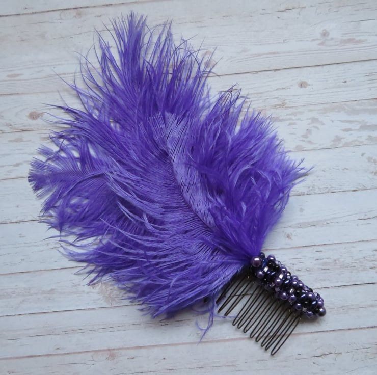 Ultraviolet Purple Ostrich Feather & Crysta... - Folksy