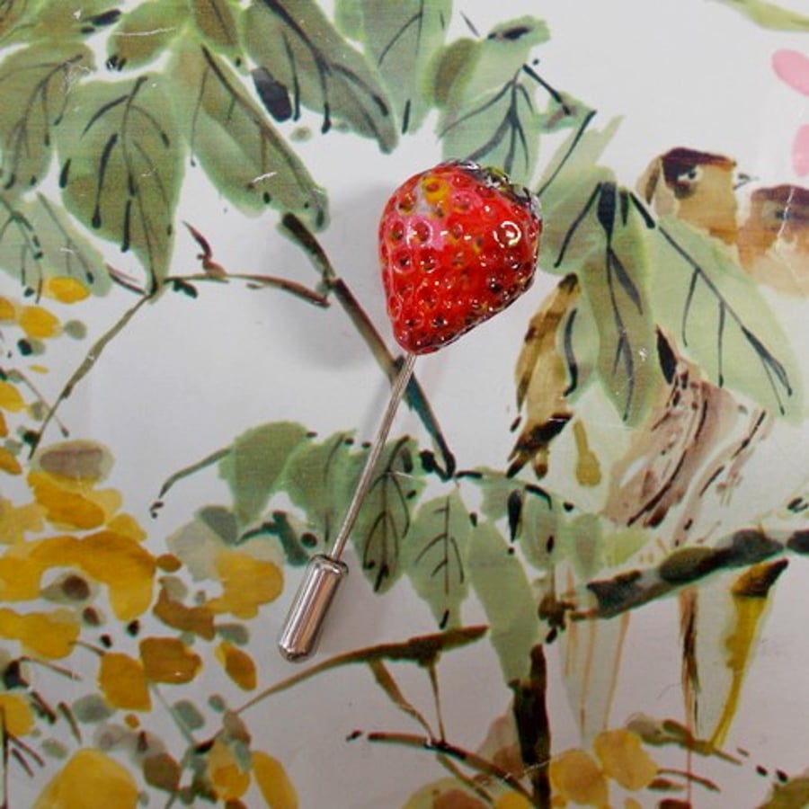 Small Succulent Red STRAWBERRY PIN 3D Wedding B... - Folksy
