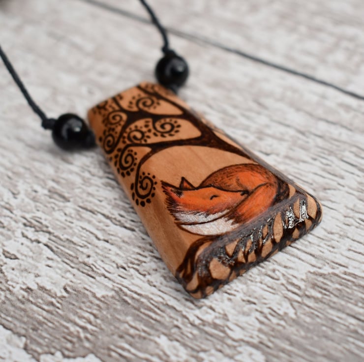 Sleepy fox by the tree. Pyrography British wild... - Folksy