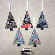 Japanese Fabric Christmas Tree Decorations Silv... - Folksy