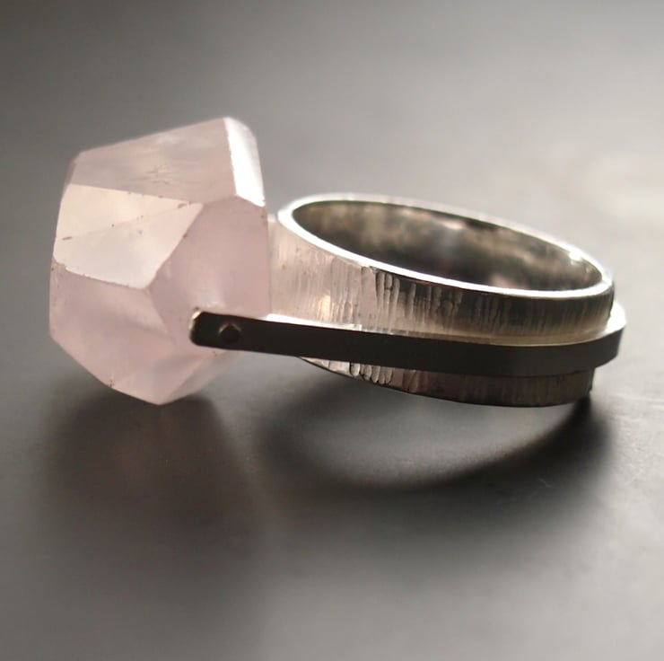 Rose Quartz Rock Ring - Folksy