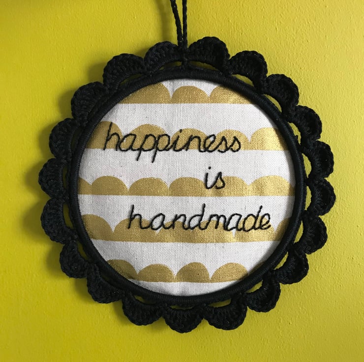 Happiness is Handmade Wall Decoration Hoop Art - Folksy