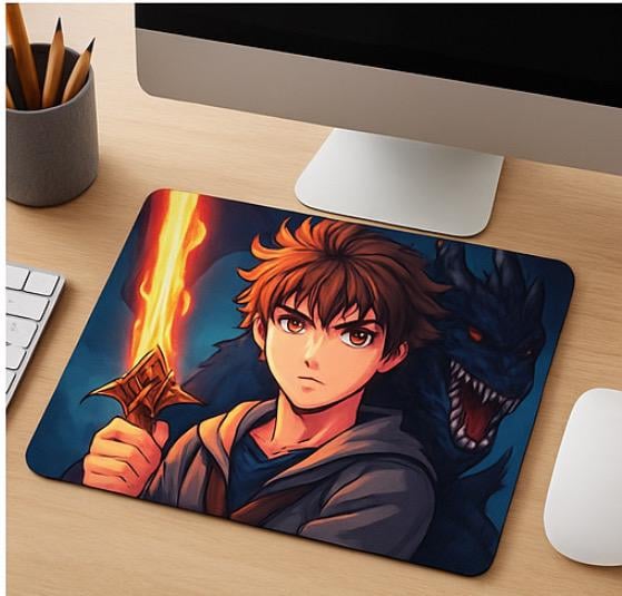 Anime Style Mouse Pad Fantasy Art Fiery Sword &... - Folksy