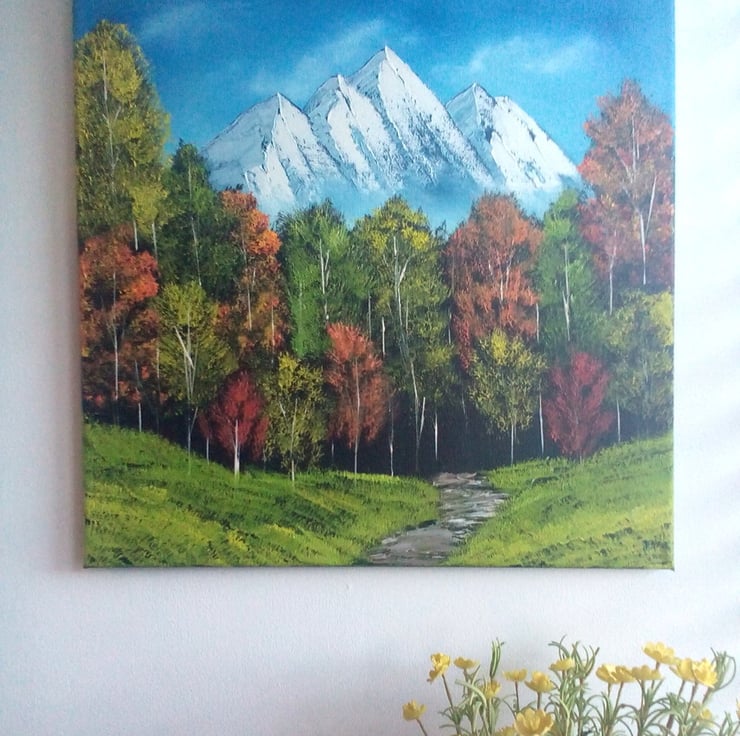 Forest Tree's, Mountain Original Oil Painting - Folksy
