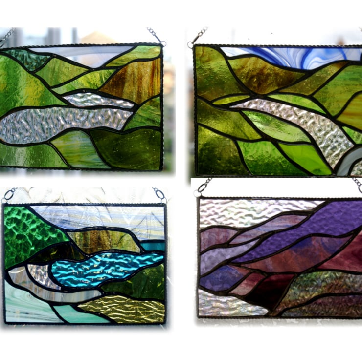 Scottish Mountains Panel Stained Glass Picture ... - Folksy