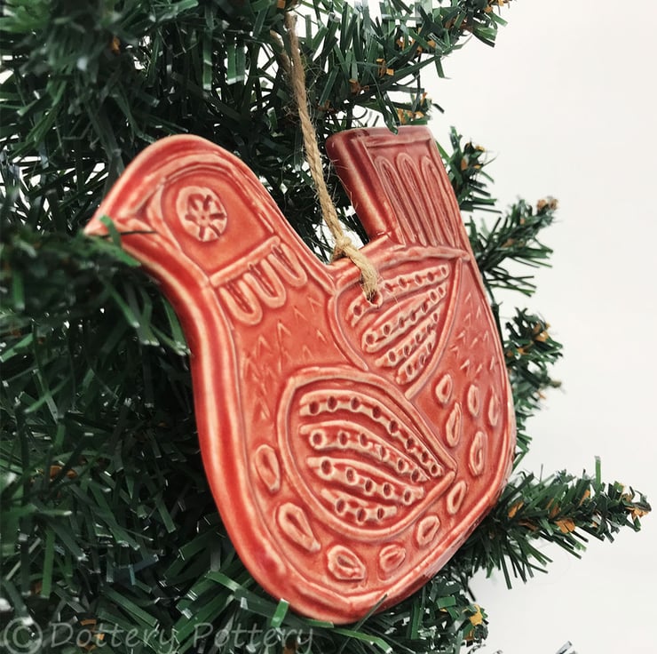 Ceramic Partridge decoration Pottery Bird red - Folksy