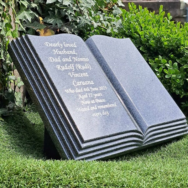 Memorial Grave Plaque Grave Stone Open Book Gra... - Folksy