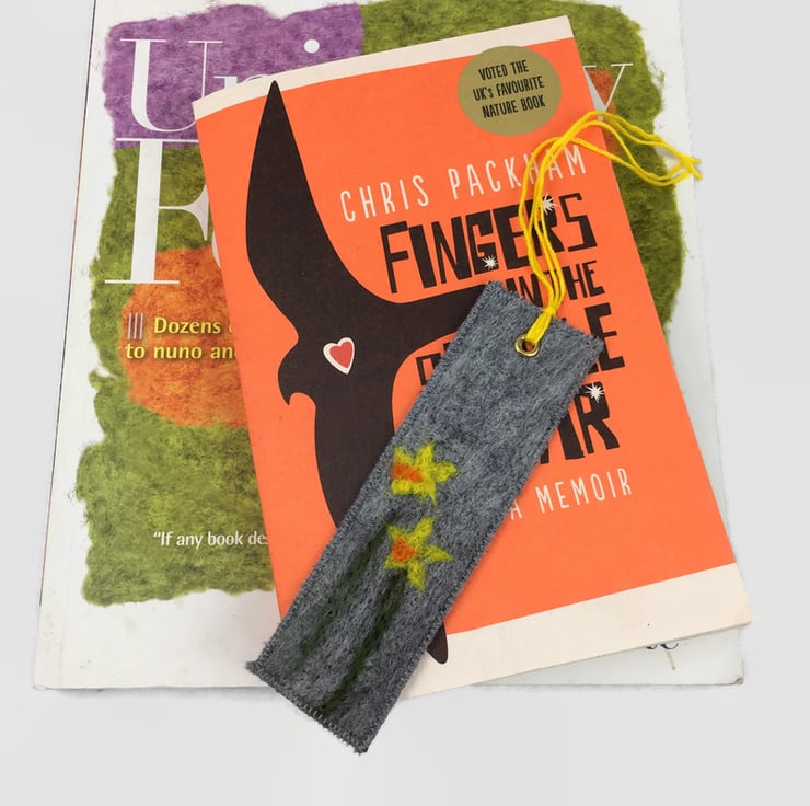 Felted bookmark with daffodil design - Folksy