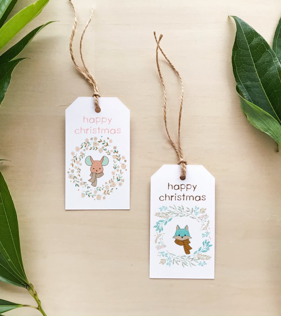 8 Gift Tags, Woodland Fox, Mouse, Deer, Rabbit,... - Folksy