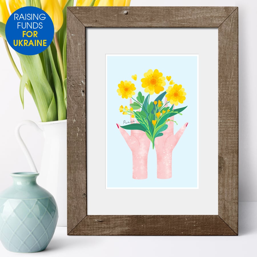 Supporting Ukraine, Floral Peace Print Pale Blu... - Folksy
