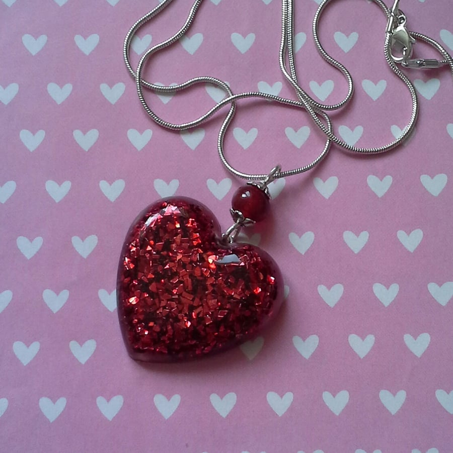Resin Heart Pendant - Folksy