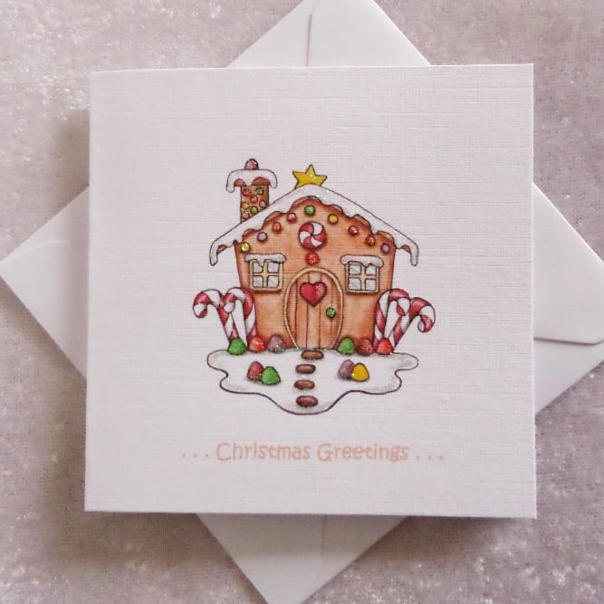 Mini Christmas Card - Gingerbread House - Folksy