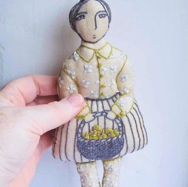 Agnes - A Hand Embroidered Textile Art Doll, Ec... - Folksy