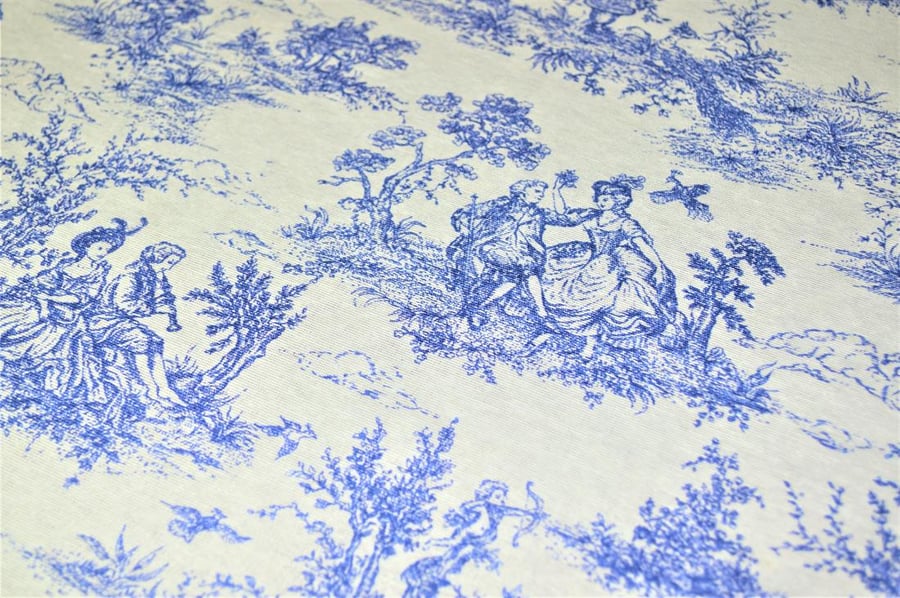 Round Oval Tablecloth , Blue Toile De Jouy Tabl... - Folksy
