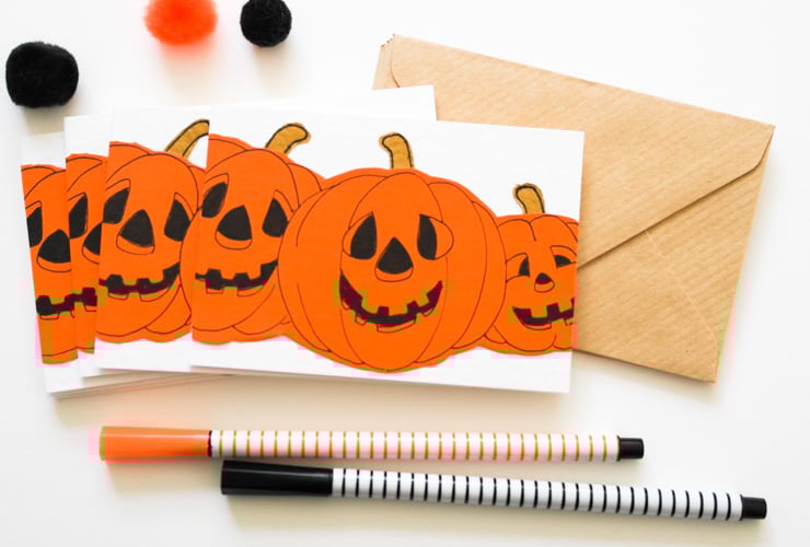 6 Pack Halloween Mini Cards, Pumpkin notecards,... - Folksy