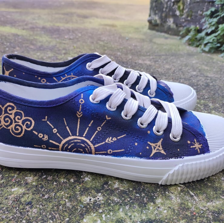 Star and Moon Galaxy Astronomy Hand Painted Can... - Folksy