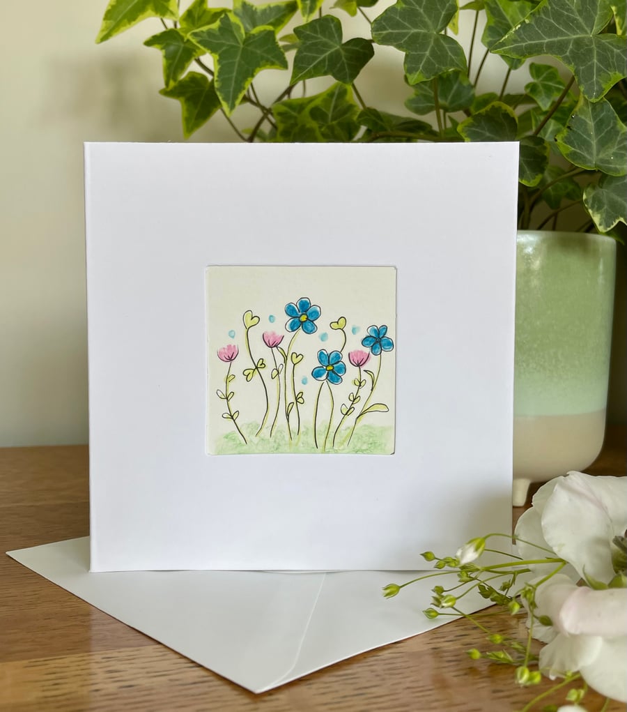 Card, hand painted greetings card watercolour &... - Folksy