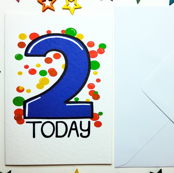 2 TWO TODAY Birthday Card for Two Year Old Baby... - Folksy