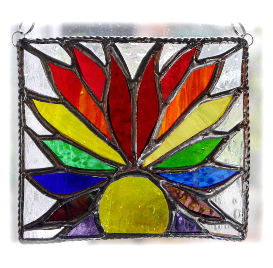 Rainbow Sun Stained Glass Suncatcher - Folksy