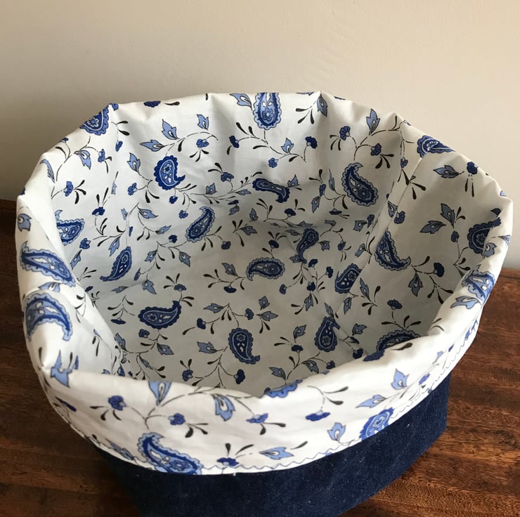 Denim storage basket with wipe-clean lining - Folksy
