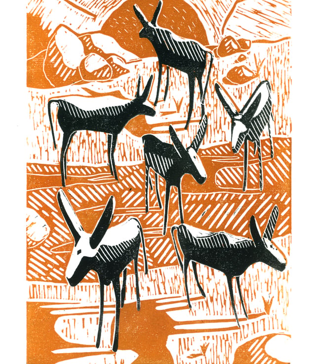 The Donkey Symposium 2-colour linocut print - Folksy