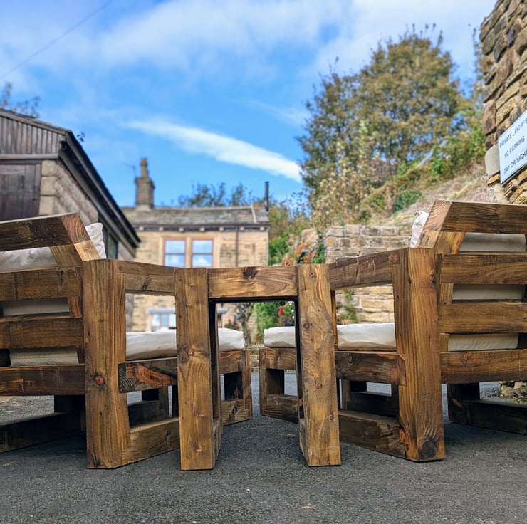 Rustic-Industrial Solid Wood Garden Chair mediu... - Folksy