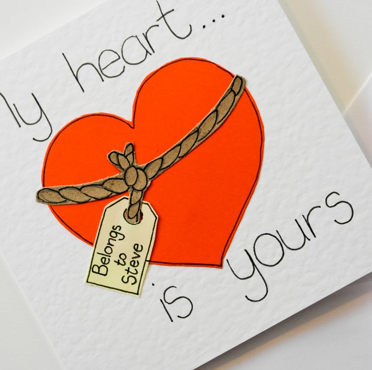 Valentine Handmade Greeting Card. Personalised ... - Folksy