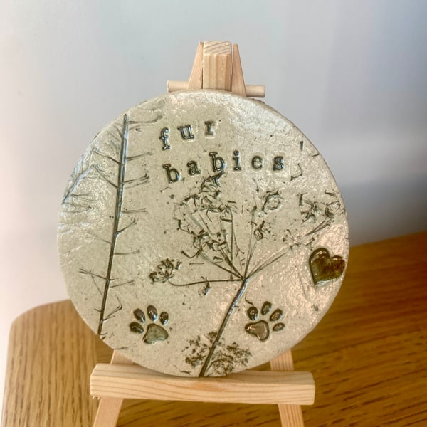 paw prints, Fur Babies glazed coaster ceramic t... - Folksy