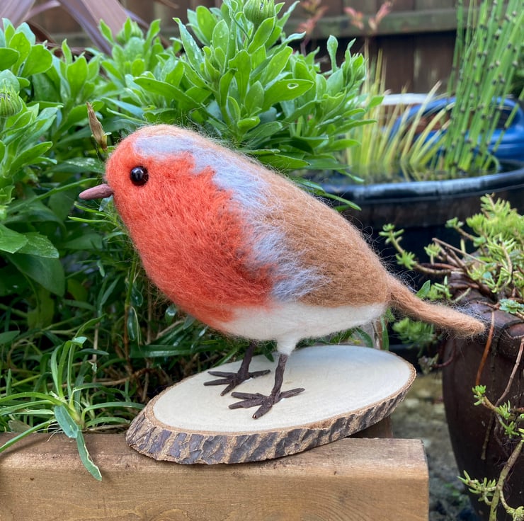 Needle felted robin decoration, woollen sculpture - Folksy
