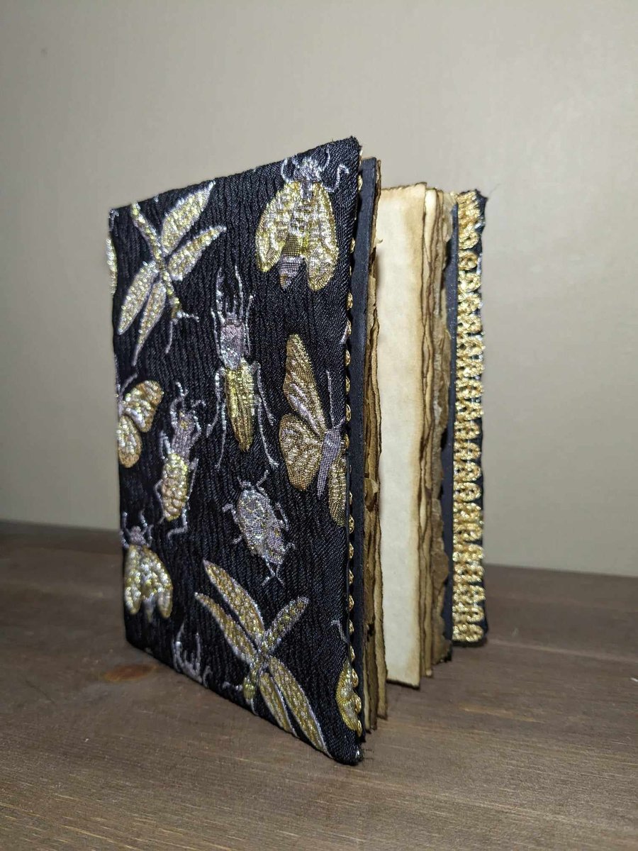 A6 Hand Bound Journal With Insects Silver Gold ... - Folksy