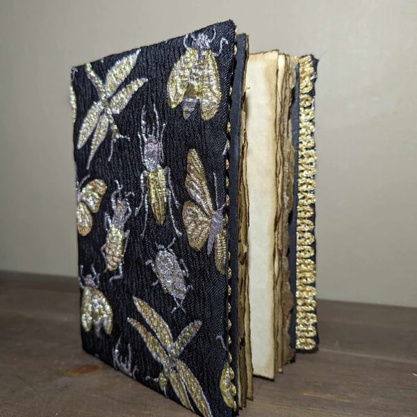 A6 Hand Bound Journal With Insects Silver Gold ... - Folksy