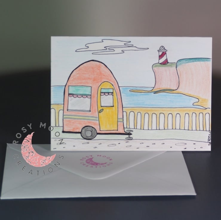 Blank Card With Holiday Caravan Picture - Folksy