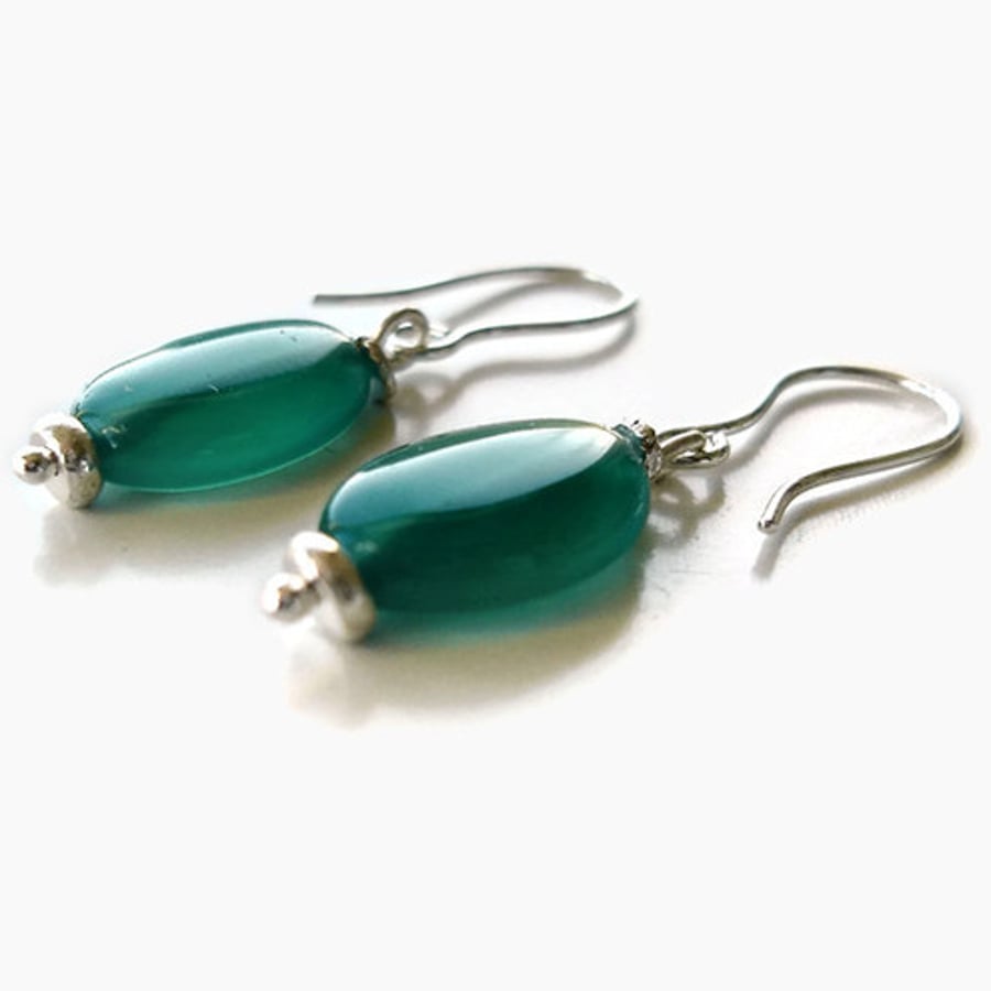 Green Agate Silver earrings - Folksy