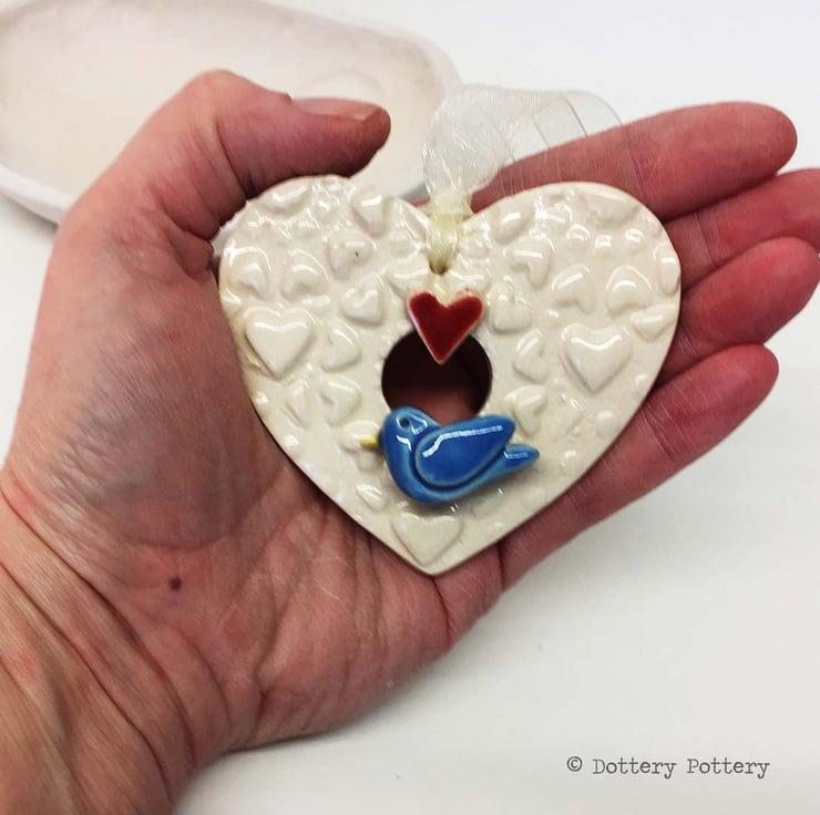 Pottery decoration Love Heart Ceramic heart pat... - Folksy
