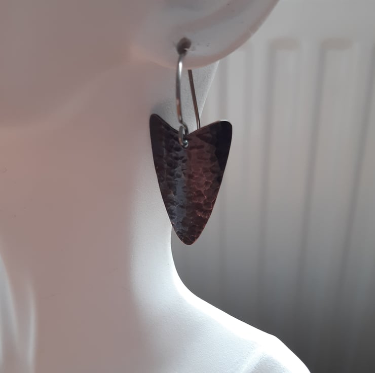Oxidised Copper Heart Drop Earrings Dangle Earr... - Folksy