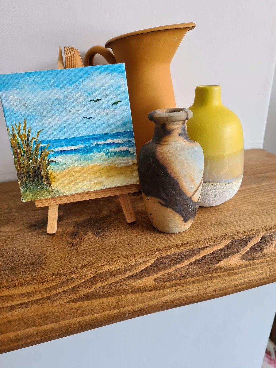 Mini art on canvas with easel original art acry... - Folksy