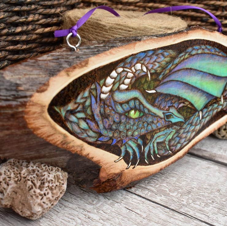 Good morning Dragon. Pyrography hanging plaque.... - Folksy
