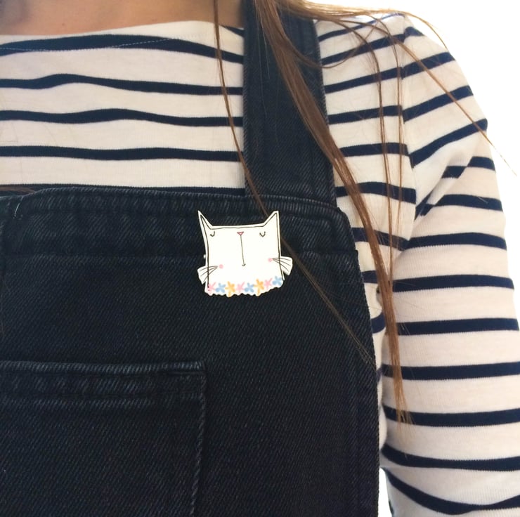 Spring Kitty Pin Badge - Folksy