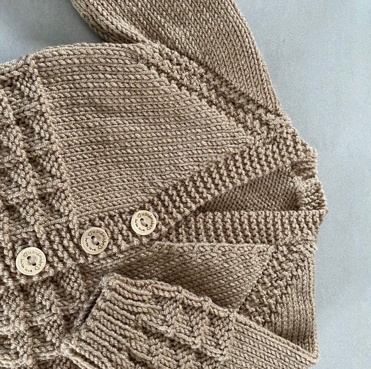 Hand knitted Gender Neutral Beige Baby Cardiga... - Folksy