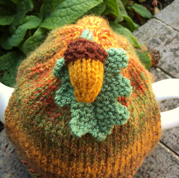 Autumn Colour Tea Cosy With Oak Leaf and Acorn,... - Folksy