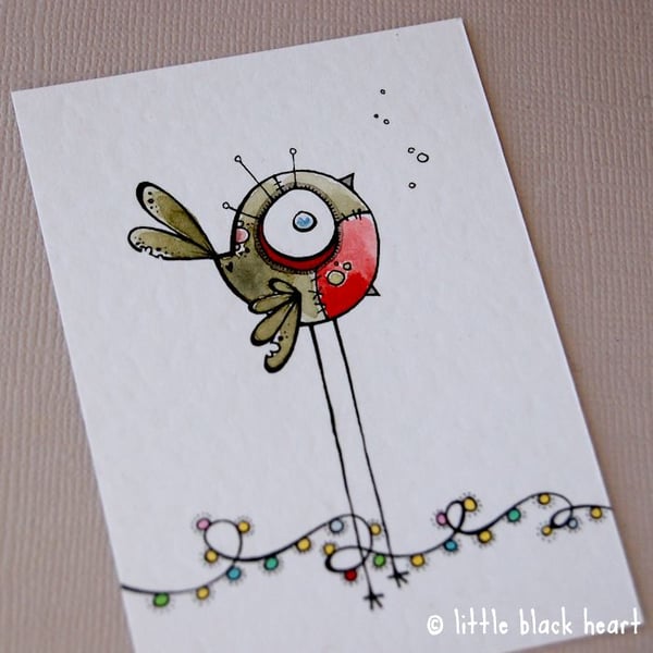 zombie robin - original aceo - Folksy