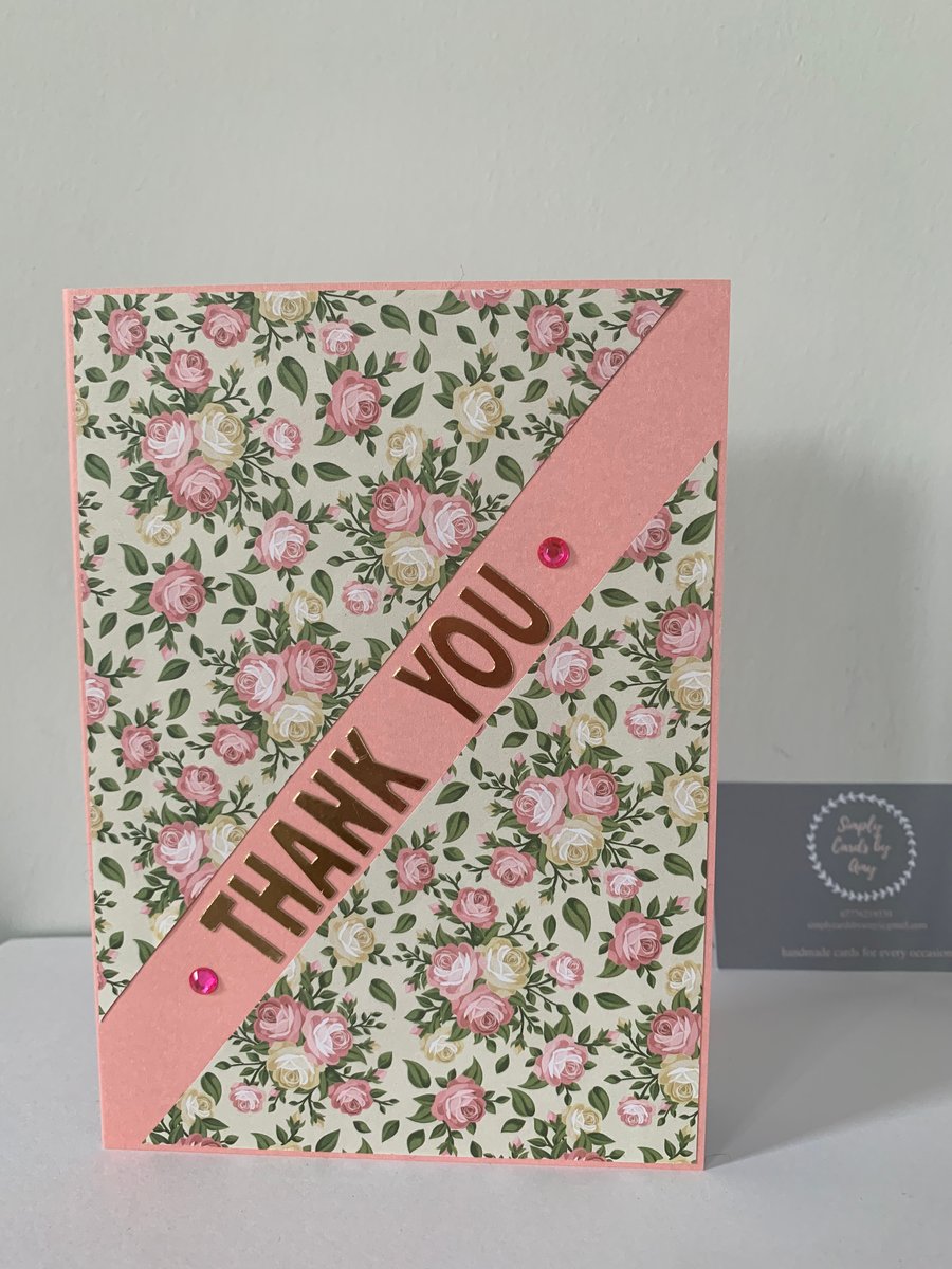 Pink Diagonal Thank You - Folksy