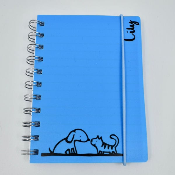 A6 Notebook - cat and dog - customise - your na... - Folksy